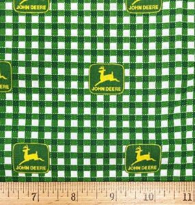 1/2 yard - john deere farm tractor gingham check cotton fabric - officially licensed (great for quilting, sewing, craft projects, throw blankets & more) 1/2yard x 44"