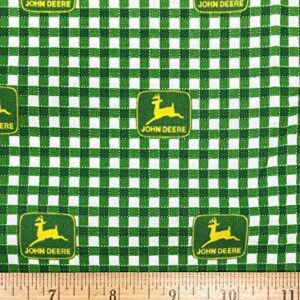 1/2 Yard - John Deere Farm Tractor Gingham Check Cotton Fabric - Officially Licensed (Great for Quilting, Sewing, Craft Projects, Throw Blankets & More) 1/2Yard X 44"