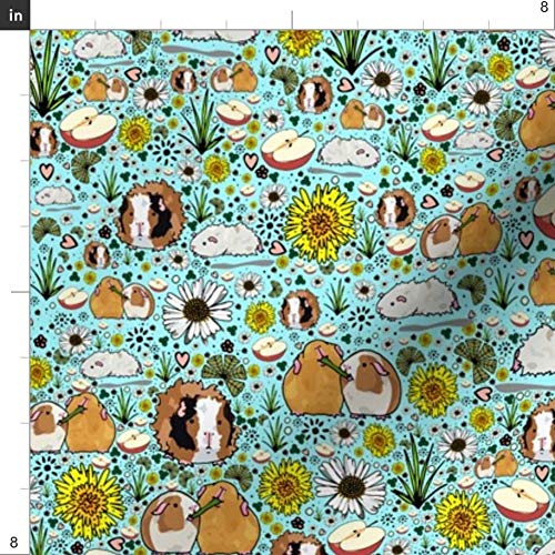 Spoonflower Fabric - Guinea Pigs Blue Pig Cute Cool Printed on Petal Signature Cotton Fabric Fat Quarter - Sewing Quilting Apparel Crafts Decor