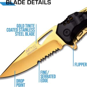 Blue Steel Personalized Laser Engraved Pocket Knife, Fathers Day, Groomsmen Gift, Graduation Gifts, Gifts for Men Free Engraving 4.5" CLOSED (Black/Gold)