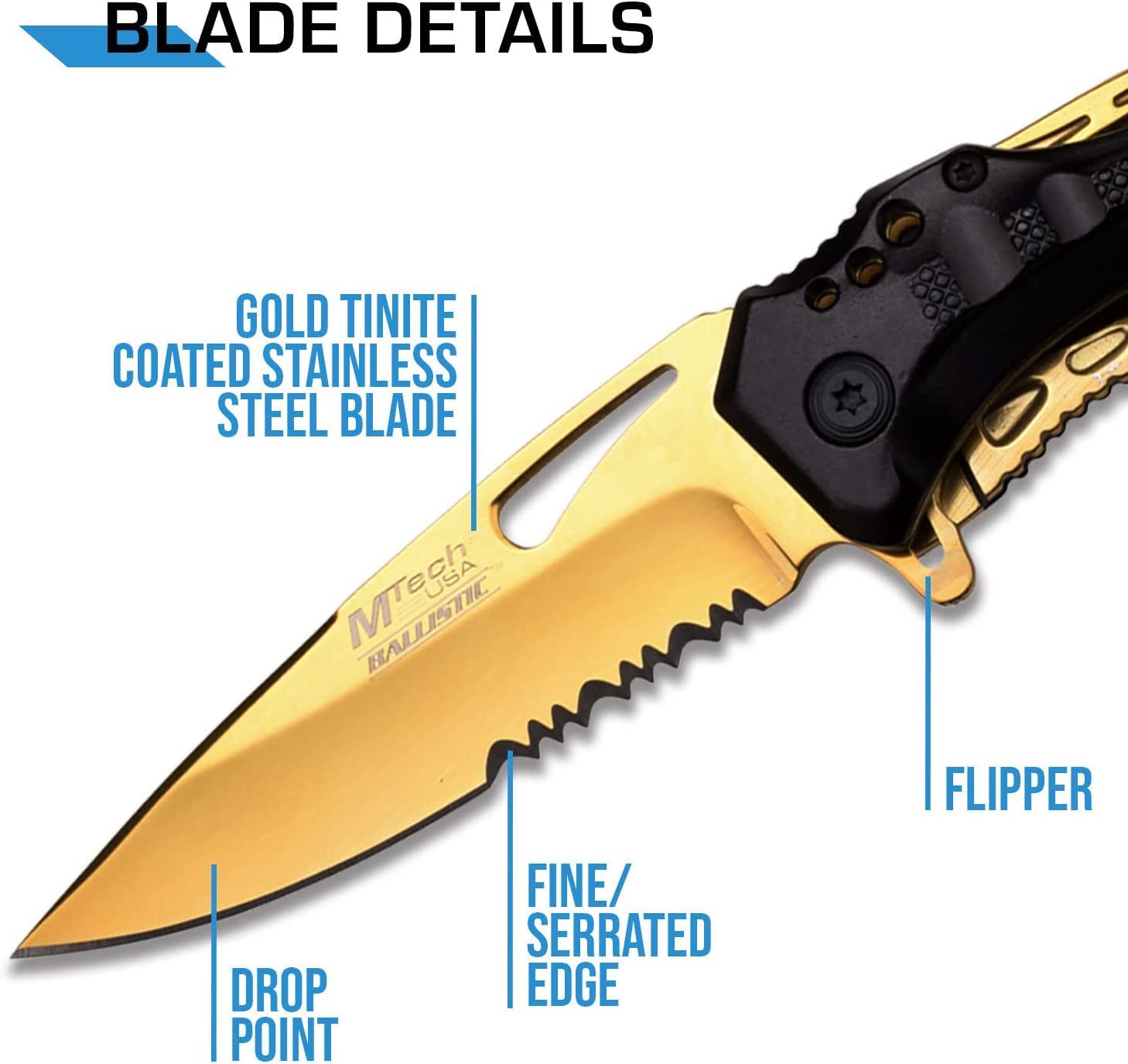 Blue Steel Personalized Laser Engraved Pocket Knife, Fathers Day, Groomsmen Gift, Graduation Gifts, Gifts for Men Free Engraving 4.5" CLOSED (Black/Gold)