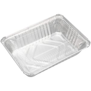 HOZEON 125 Pack 2.25lb 8.4 x 5.9 Inch Aluminum Foil Pans, Disposable Takeout Pans with Clear Lids, Disposable Aluminum Foil Trays for Cooking, Baking, Prepping Food, Takeout, Heating, Storing