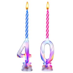 40th birthday candles led number candle flashing number birthday cake candles with wax candles for birthday wedding anniversary celebration supplies