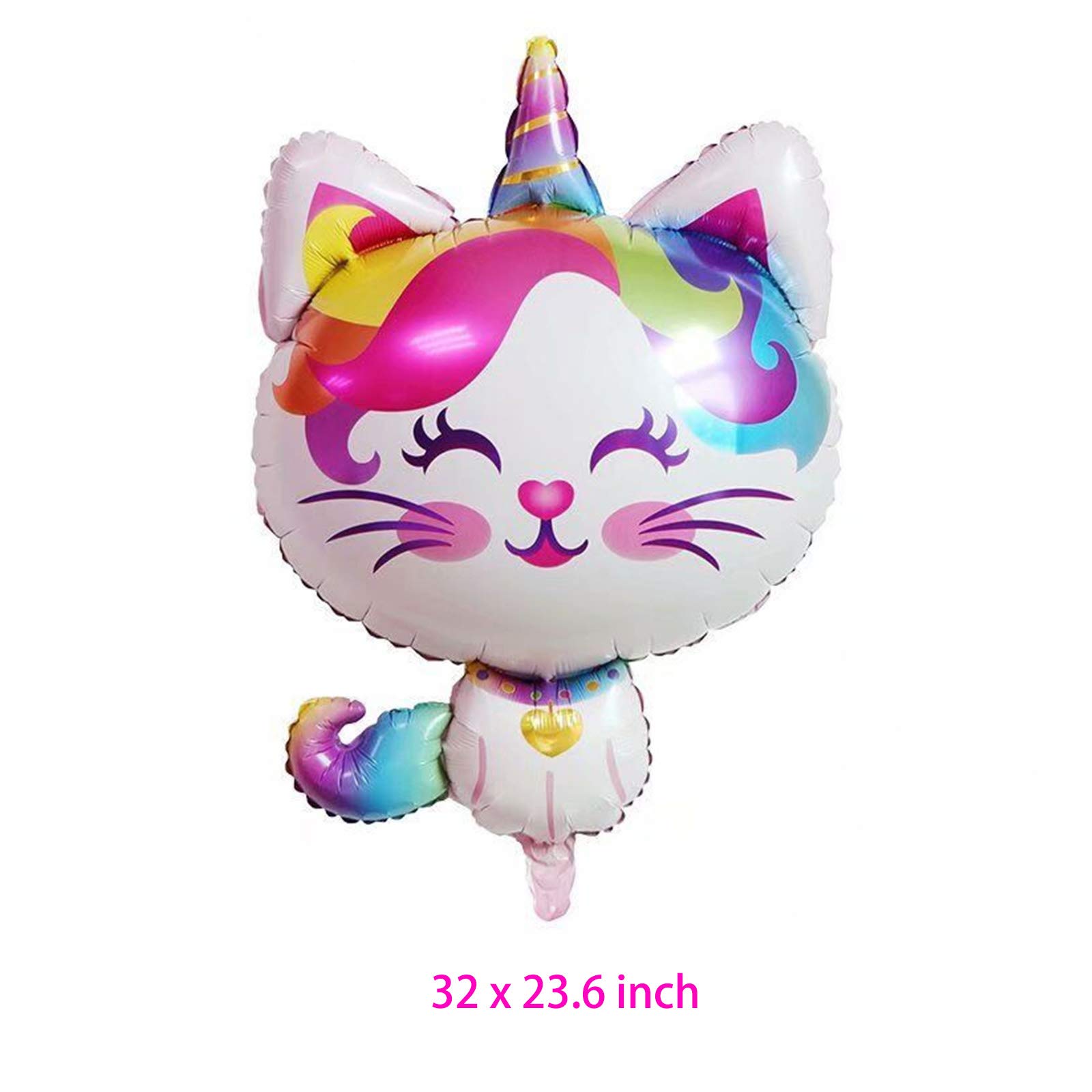 Cat Unicorn Party Balloons Caticorn Balloons Gradient Heart and Star Balloons for Caticorn Themed Birthday Baby Shower Party Decor Supplies