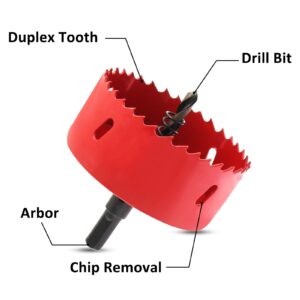 Hordion 83mm/3 1/4 inch Hole Saw Bi-Metal Saw Drilling Tool with Twist Drill Bit & L Hex Wrench for Cornhole Boards Wood Plasterboard Plywood Plastic