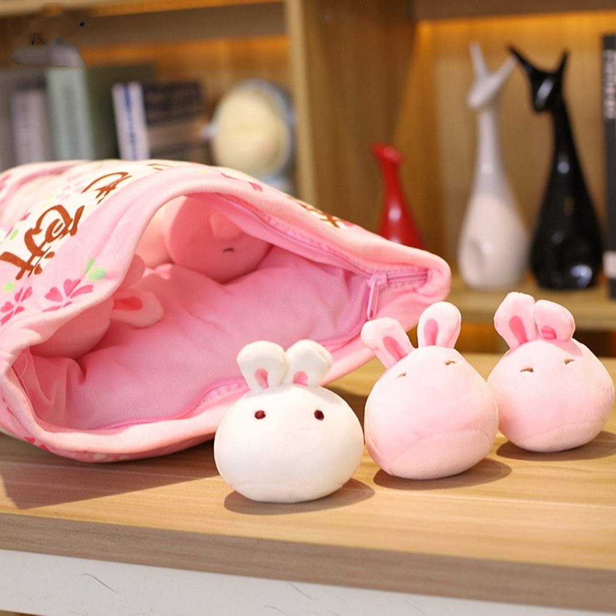 Weikap Rabbit Bunny Plush Toy Plushie Stuffed Animals Doll Baby Kids Cute Bag of Cherry Blossom Bunnies Plush Toy Soft Throw Pillow Stuffed Animal Toys Creative Gifts Room Decor