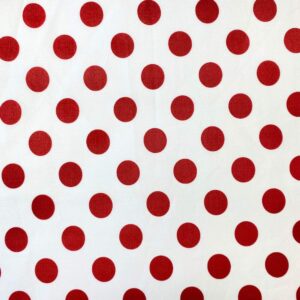 polka dot printed large white background 100% cotton printed fabric 58/60" wide sold bty shirts, dresses, apparel, event decor (red)