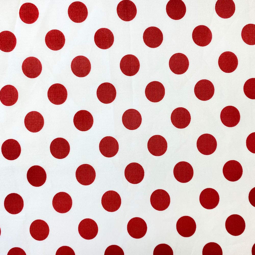 Polka Dot Printed Large White Background 100% Cotton Printed Fabric 58/60" Wide Sold BTY Shirts, Dresses, Apparel, Event Decor (Red)