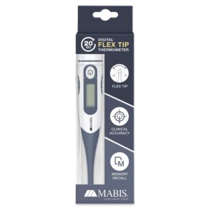 MABIS Digital Thermometer for Babies, Children and Adults for Oral, Rectal or Underarm Use, Blue, 20 Sec