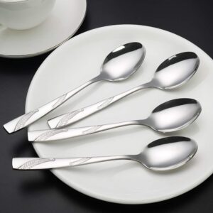 Bringer Dessert Spoons Set of 12, Stainless Steel, 6.6-Inch