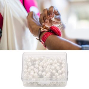 Oumefar 200PCS Pearl Push Pins, Decorative Thumb Tacks Round Short Pearl Head Pins Drawing Ball Map Pins Tack Push Sewing Box for Straight Pins for Crafting DIY Wedding (Pearl Pins for Flower White)