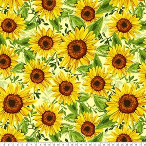 sunflowers anti-pill premium fleece fabric by the yard