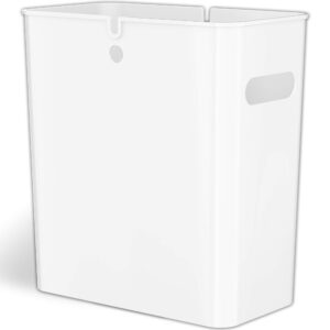 itouchless slimgiant 4.2 gallon slim garbage bin with handles, 16 liter plastic small trash can hanging wastebasket, magazine/file folder storage container for home, office, bathroom, kitchen, white