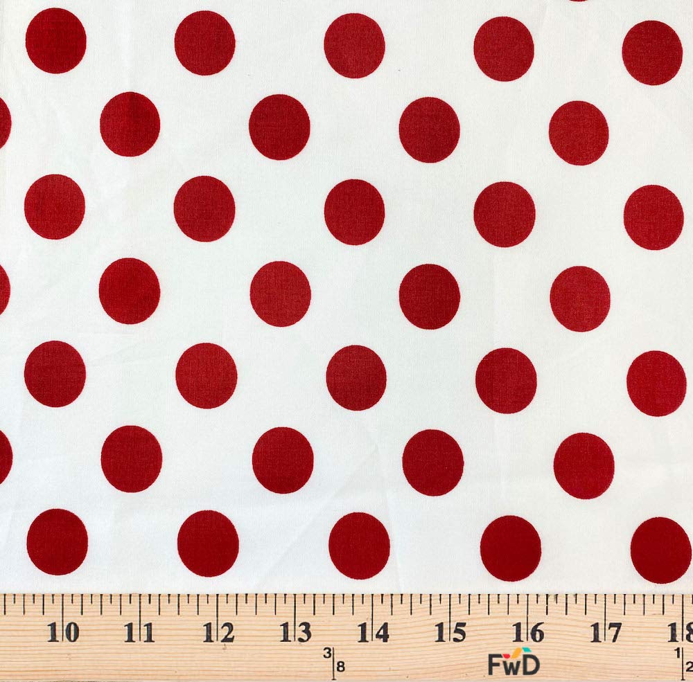 Polka Dot Printed Large White Background 100% Cotton Printed Fabric 58/60" Wide Sold BTY Shirts, Dresses, Apparel, Event Decor (Red)