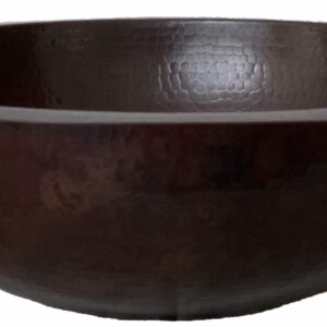 18" Round Copper Bathroom Sink Mexican Copper Bath Sink Pure Copper Hand Hammered Dual Mount Dark CPS07