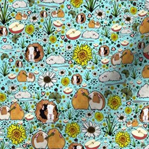 Spoonflower Fabric - Guinea Pigs Blue Pig Cute Cool Printed on Petal Signature Cotton Fabric Fat Quarter - Sewing Quilting Apparel Crafts Decor