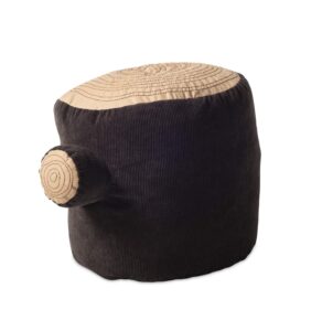 mindware tree stump stool pouf for kids – 14 x 19 inch - polyester seat – easy to spot clean