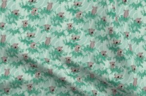 spoonflower fabric - koala bears eucalyptus trees mint bear animal printed on petal signature cotton fabric fat quarter - sewing quilting apparel crafts decor