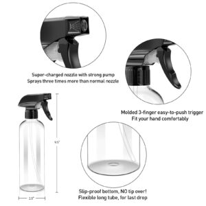 MUCAL Cleaning Spray Bottle 16oz 4 Pack Empty Plastic Spray Bottles for Cleaning Solutions Alcohol Hair Plants Bleach with Adjustable Nozzle (All-Purpose)