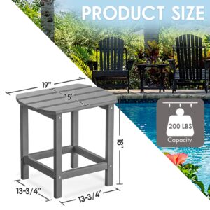 DAILYLIFE Outdoor Side Table, Adirondack Patio End Tables, Small Outdoor Coffee Table, HDPE Plastic End Table for Lawn, Garden, Beach, Pool, Balcony (Slate Gray, Single Layer)