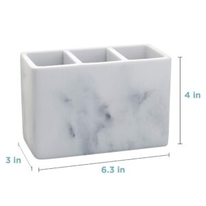 Zenna Home Corin Vanity Organizer: Countertop Storage for Bathroom Counter Organization, Toothbrush Holder, Makeup and More, Sturdy Resin, Marble Grey