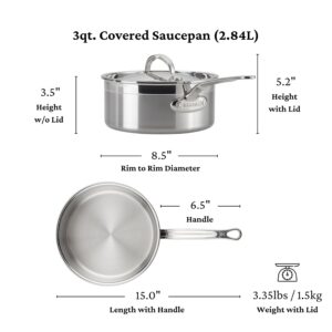 Hestan - ProBond Collection - Professional Clad Stainless Steel Sauce Pan, Induction Cooktop Compatible, 3 Quart