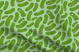 spoonflower fabric - pretty pickles pickled cucumbers jars faces printed on petal signature cotton fabric fat quarter - sewing quilting apparel crafts decor