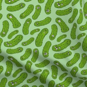 Spoonflower Fabric - Pretty Pickles Pickled Cucumbers Jars Faces Printed on Petal Signature Cotton Fabric Fat Quarter - Sewing Quilting Apparel Crafts Decor