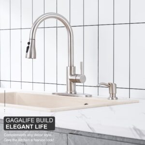 GAGALIFE Built in Counter Soap Dispenser (Brushed Nickel) for Kitchen Sink and Extension Tube Kit, Anti-Leakage Upgrade with 40" Tube No More Top Refill