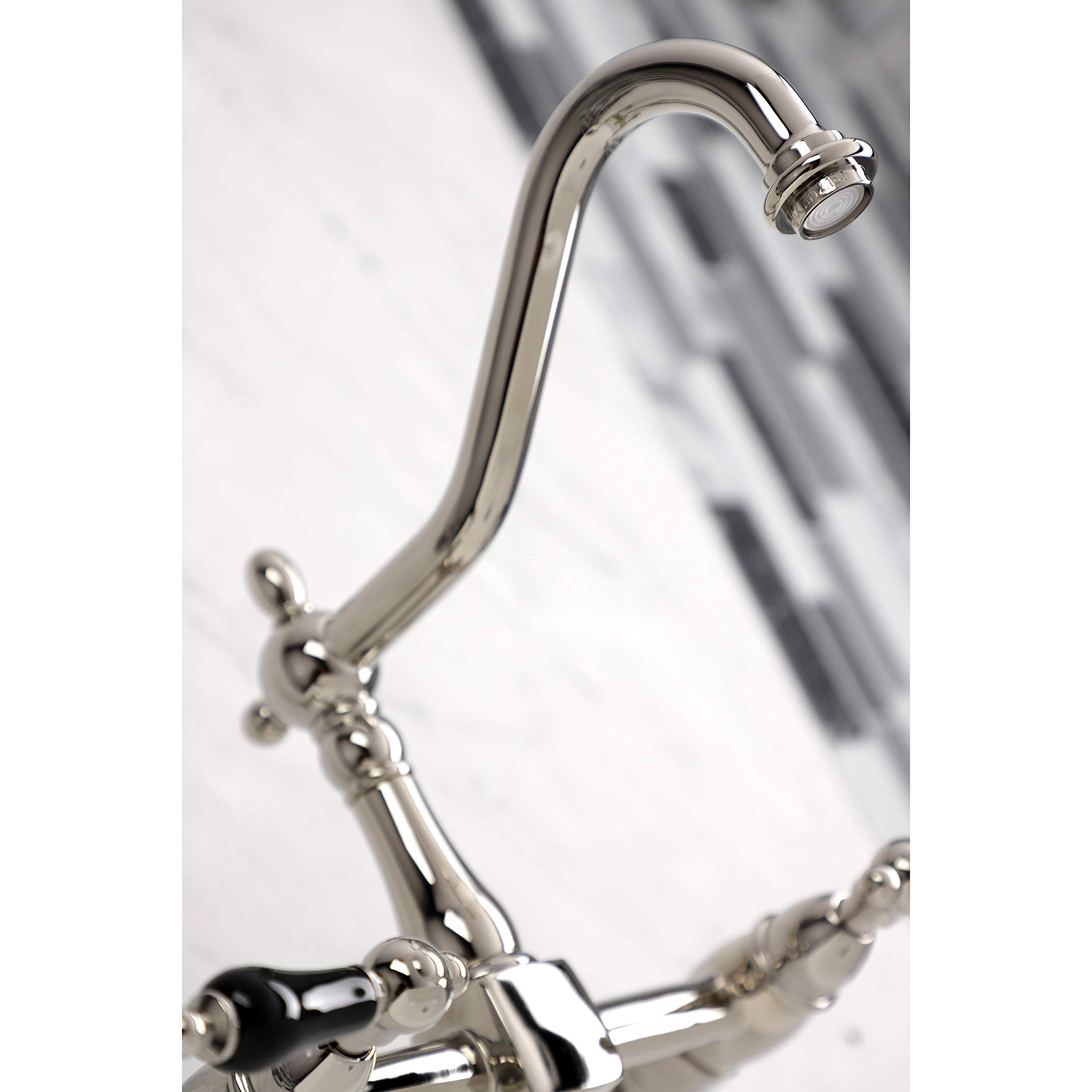 Kingston Brass KS1246PKL Duchess Two-Handle Wall Mount Bridge Kitchen Faucet, Polished Nickel