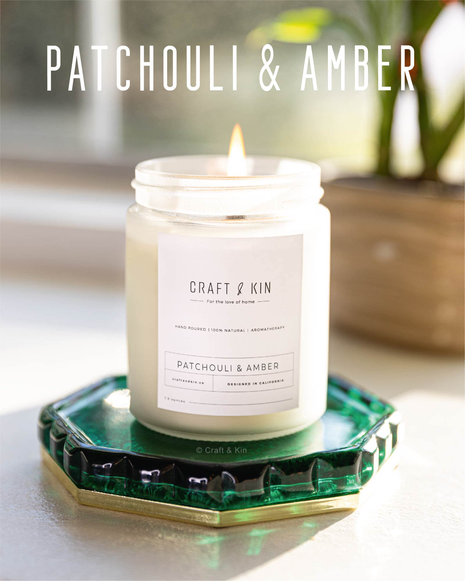 Premium Patchouli & Amber Christmas Scented Candles | 8 oz 45 Hour Long Lasting Candles for Home | Wooden Wick Candles | Holiday Candles for Bedroom, All Natural Soy Candles Scented