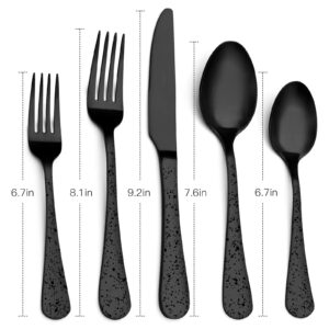 O.C.E. Matte Black Silverware Set, Stainless Steel Flatware Set, 20-Piece Tableware Cutlery Set Service for 4, Satin Finish Tableware Utensils Set, Dishwasher Safe (Starry Black)