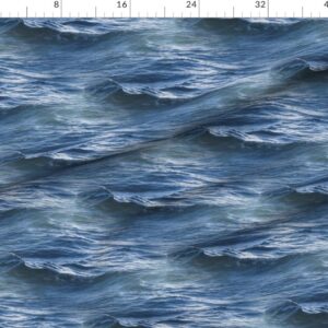 Spoonflower Fabric - Ocean Water Sea Waves Blue Nautical Aquatic Printed on Petal Signature Cotton Fabric Fat Quarter - Sewing Quilting Apparel Crafts Decor