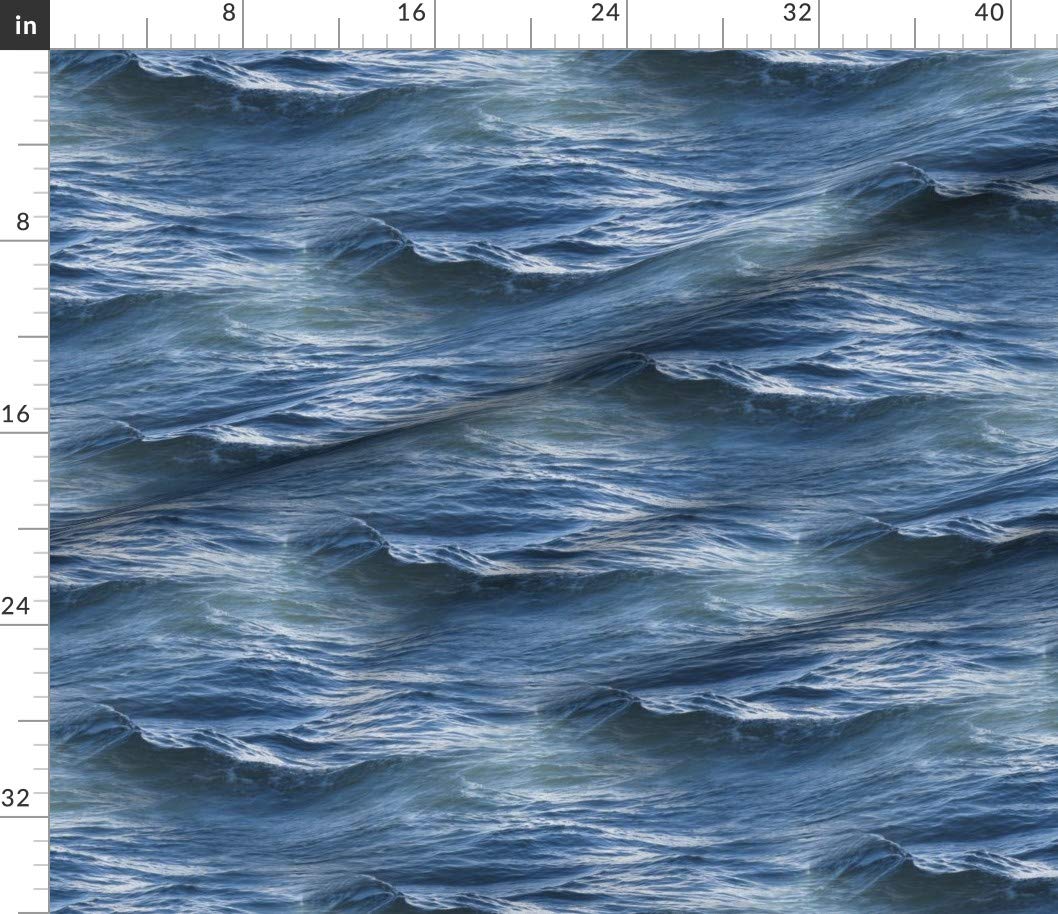 Spoonflower Fabric - Ocean Water Sea Waves Blue Nautical Aquatic Printed on Petal Signature Cotton Fabric Fat Quarter - Sewing Quilting Apparel Crafts Decor