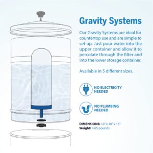 ProOne Big+ Gravity Water Filter System - High Capacity 3-Gallon Polished Stainless Steel NSF Certified Water Filter Dispenser & 2 Filters