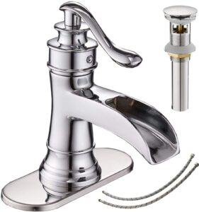 waterfall bathroom faucet chrome bathroom sink faucets & parts with pop up drain stopper with overflow single handle single hole vanity commercial trough supply lines hose lead-free by bathfinesse