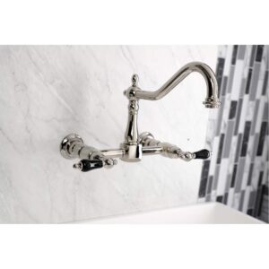 Kingston Brass KS1246PKL Duchess Two-Handle Wall Mount Bridge Kitchen Faucet, Polished Nickel