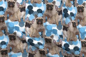 spoonflower fabric - french bulldog animals dogs puppies pawprint flowers printed on petal signature cotton fabric fat quarter - sewing quilting apparel crafts decor