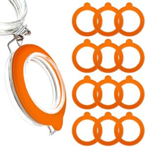 moyenne 12 pcs rubber gasket for glass jars, replacement rubber seals for glass jars silicone gasket mason jar rings, rubber jar seals gasket ring for mason canning jars (orange)