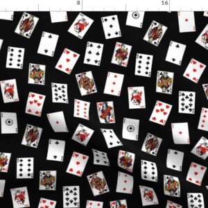 Spoonflower Fabric - Scattered Playing Cards Black Deck Gambling Casino Masculine Game Room Printed on Petal Signature Cotton Fabric Fat Quarter - Sewing Quilting Apparel Crafts Decor