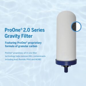 ProOne Big+ Gravity Water Filter System - High Capacity 3-Gallon Polished Stainless Steel NSF Certified Water Filter Dispenser & 2 Filters