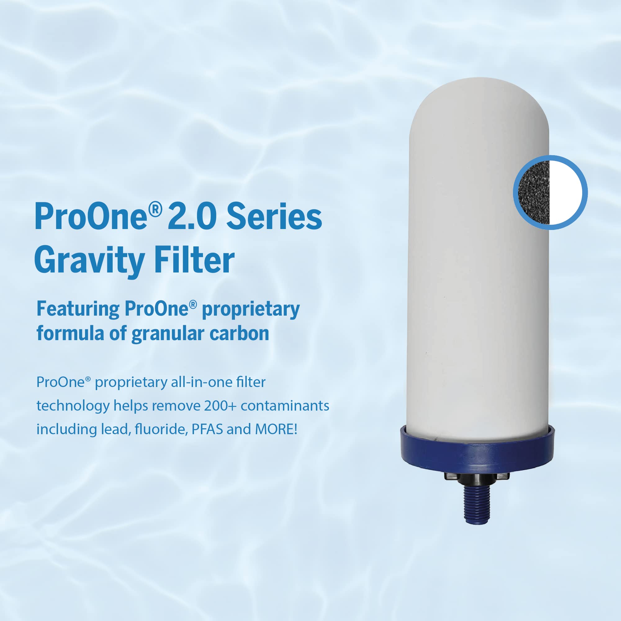 ProOne Big+ Gravity Water Filter System - High Capacity 3-Gallon Polished Stainless Steel NSF Certified Water Filter Dispenser & 2 Filters