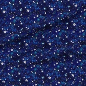 Spoonflower Fabric - Star Constellations Stars Moon Night Dreamy Blue Sky Nursery Printed on Petal Signature Cotton Fabric Fat Quarter - Sewing Quilting Apparel Crafts Decor