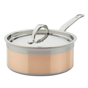 hestan - copperbond collection - 100% pure copper sauce pan, induction cooktop compatible, 3 quart