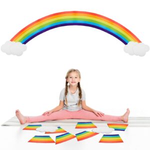 10 pcs jumbo rainbow cardboard cutouts bulletin board set wall decal paper cloud centerpiece with glue point dot colorful giant rainbow decoration for girls birthday rainbow party room