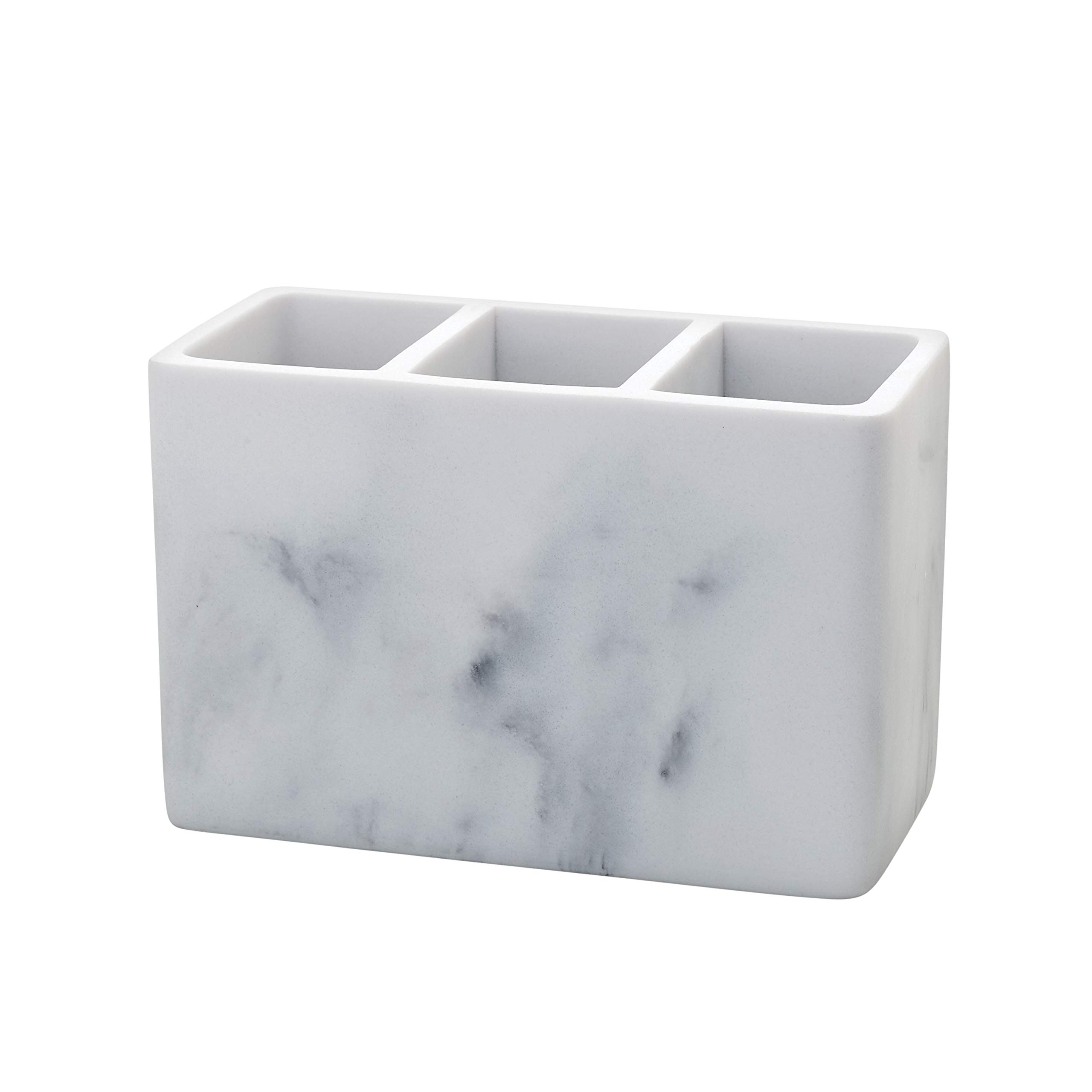 Zenna Home Corin Vanity Organizer: Countertop Storage for Bathroom Counter Organization, Toothbrush Holder, Makeup and More, Sturdy Resin, Marble Grey