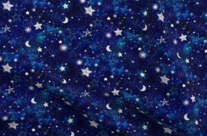 spoonflower fabric - star constellations stars moon night dreamy blue sky nursery printed on petal signature cotton fabric fat quarter - sewing quilting apparel crafts decor