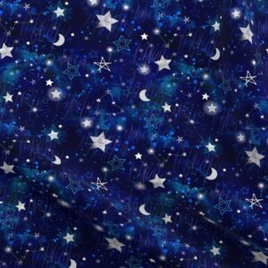 Spoonflower Fabric - Star Constellations Stars Moon Night Dreamy Blue Sky Nursery Printed on Petal Signature Cotton Fabric Fat Quarter - Sewing Quilting Apparel Crafts Decor