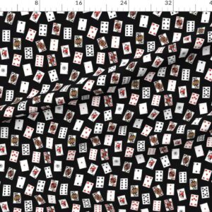 Spoonflower Fabric - Scattered Playing Cards Black Deck Gambling Casino Masculine Game Room Printed on Petal Signature Cotton Fabric Fat Quarter - Sewing Quilting Apparel Crafts Decor