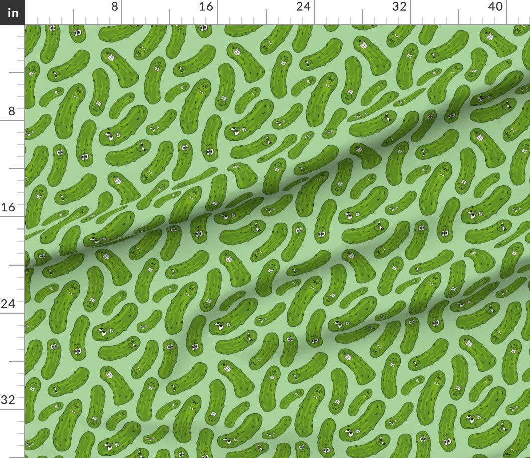 Spoonflower Fabric - Pretty Pickles Pickled Cucumbers Jars Faces Printed on Petal Signature Cotton Fabric Fat Quarter - Sewing Quilting Apparel Crafts Decor